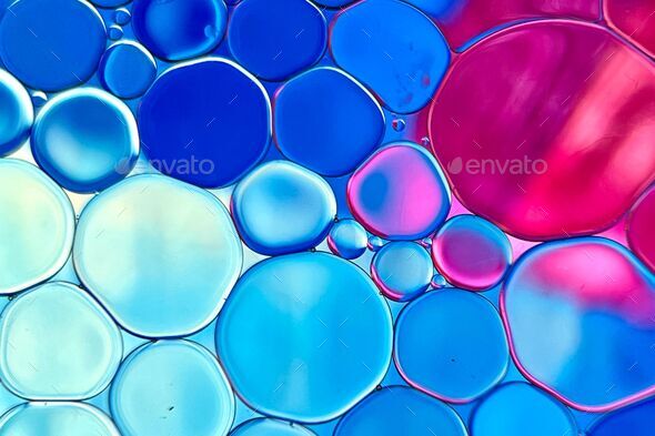 Abstract blue and pink bubbles background design Stock Photo by wirestock