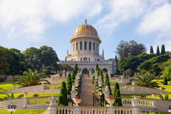 Bahai Gardens in Haifa, Israel. Tourist Attraction Stock Photo by edb3_16