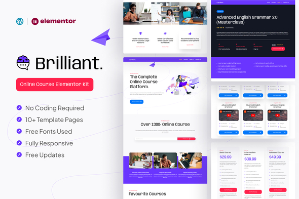 Brilliant - Online Course Elementor Pro Template Kit by BrandEarth