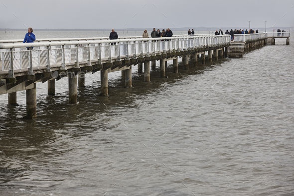 Famous Moulleau pier in Arcachon basin. Aquitaine, France Stock Photo ...