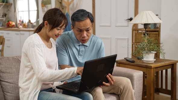 grandpa learns to use computer with granddaughter Stock Photo by ...