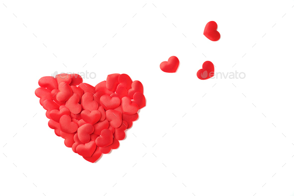 red heart made with smaller hearts on pure white background Stock Photo ...