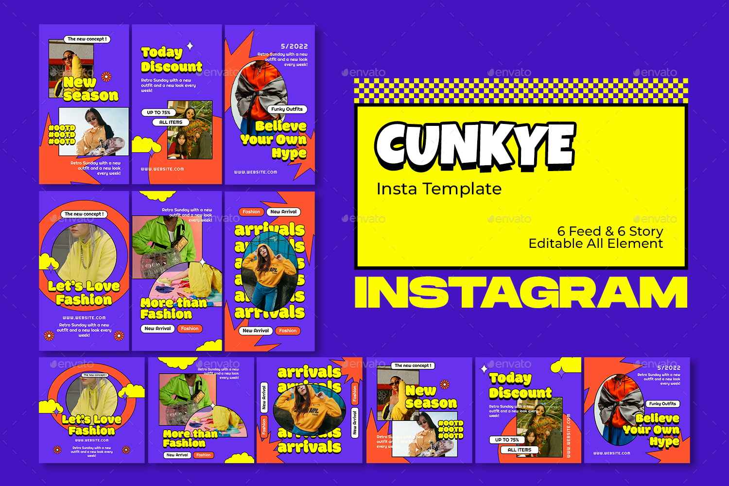 Cunkye Funky Fashion Instagram Template by Shinrastudio | GraphicRiver