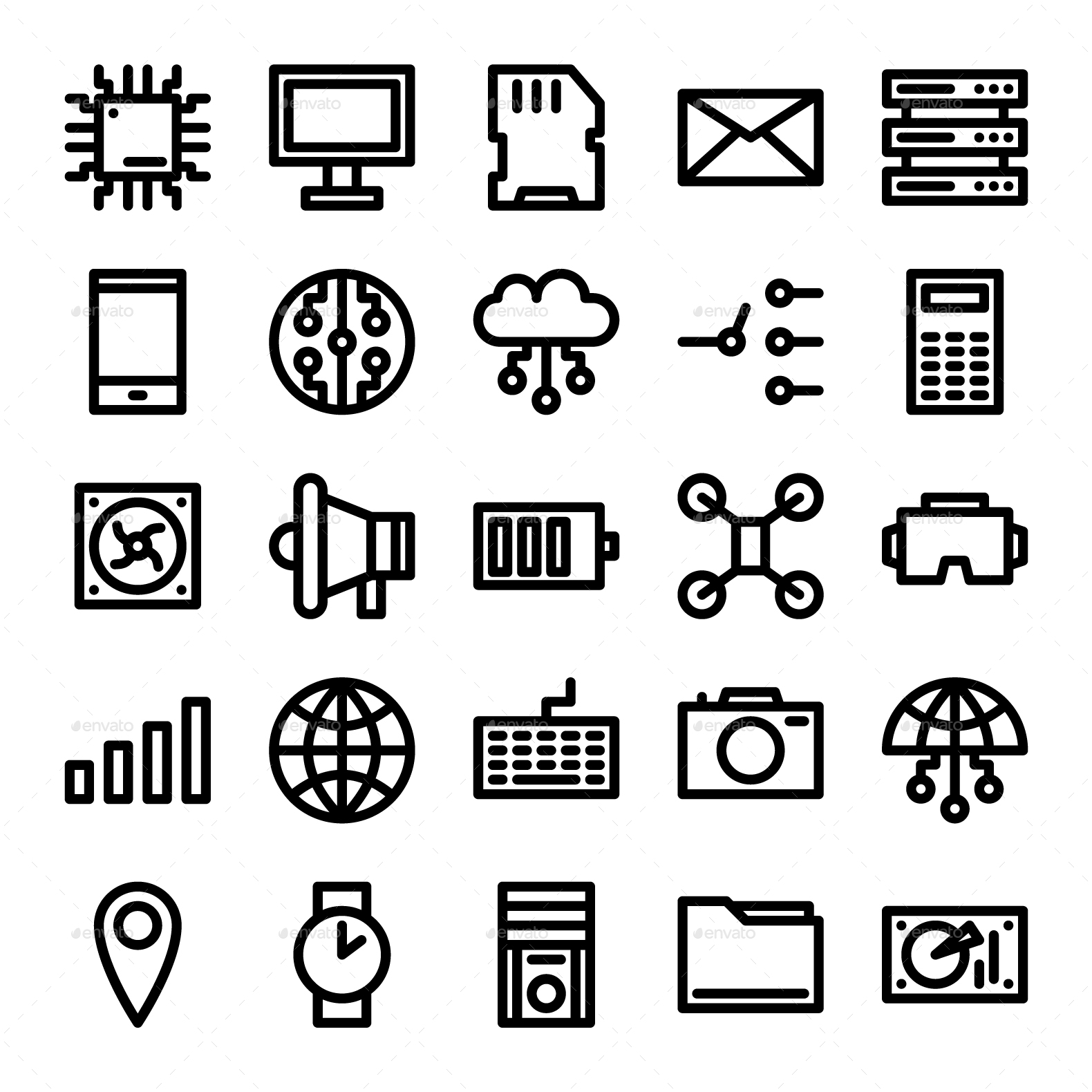Technology Icons Pack, Icons | GraphicRiver