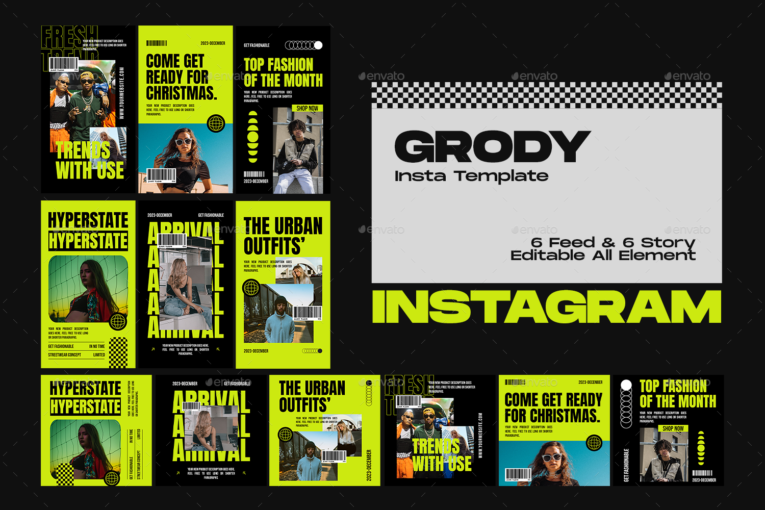Grody Streetwear Fashion Instagram Template, Web Elements | GraphicRiver