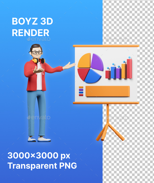 Boy Presentation 3D Illustration, Graphics | GraphicRiver