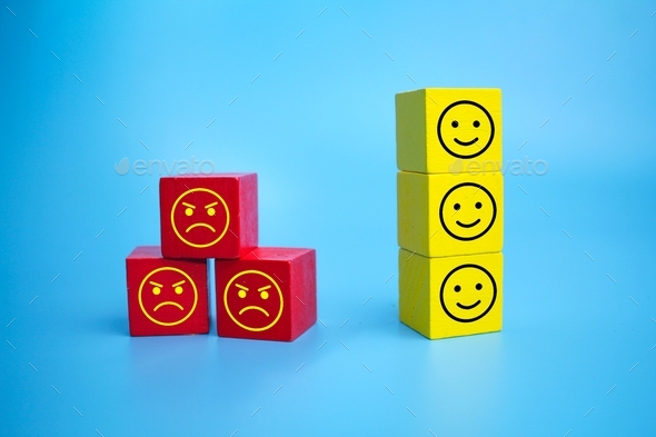 Colored blocks with smiling faces isolated with angry faces. Stock ...