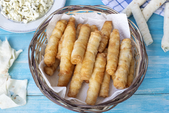 Sigara Boregi - Turkish Cigar Shaped Rolls Stock Photo by esindeniz