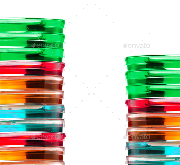 Stack of colorful Petri dishes isolated Stock Photo by ozaiachin ...