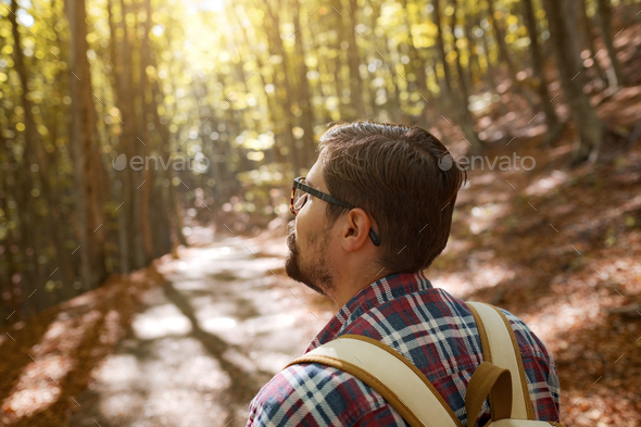 Caucasian male model outdoors in nature. Stock Photo by seleznev_photos