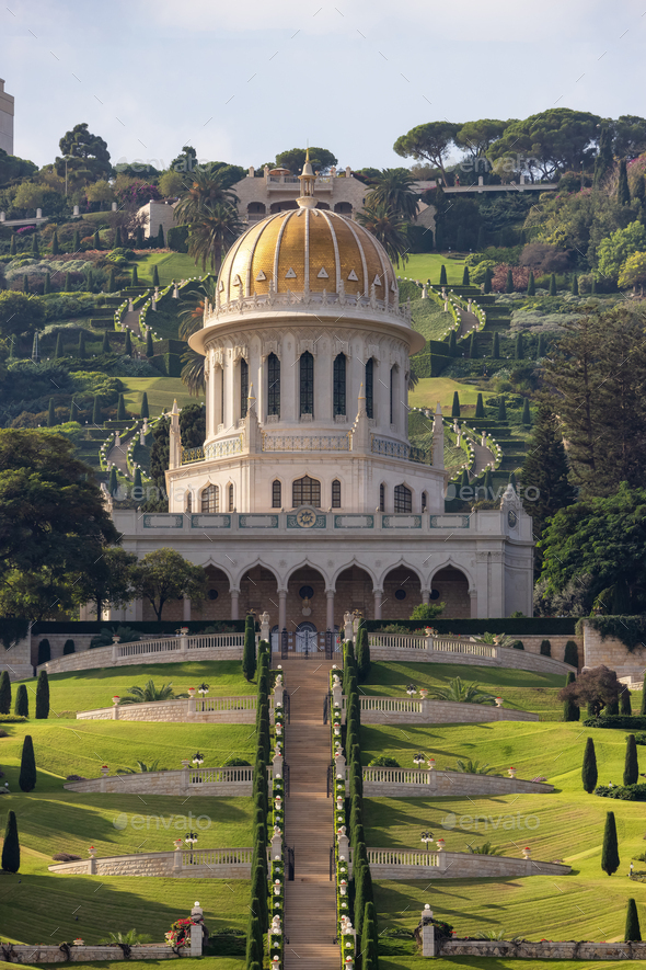 Bahai Gardens in Haifa, Israel. Tourist Attraction Stock Photo by edb3_16