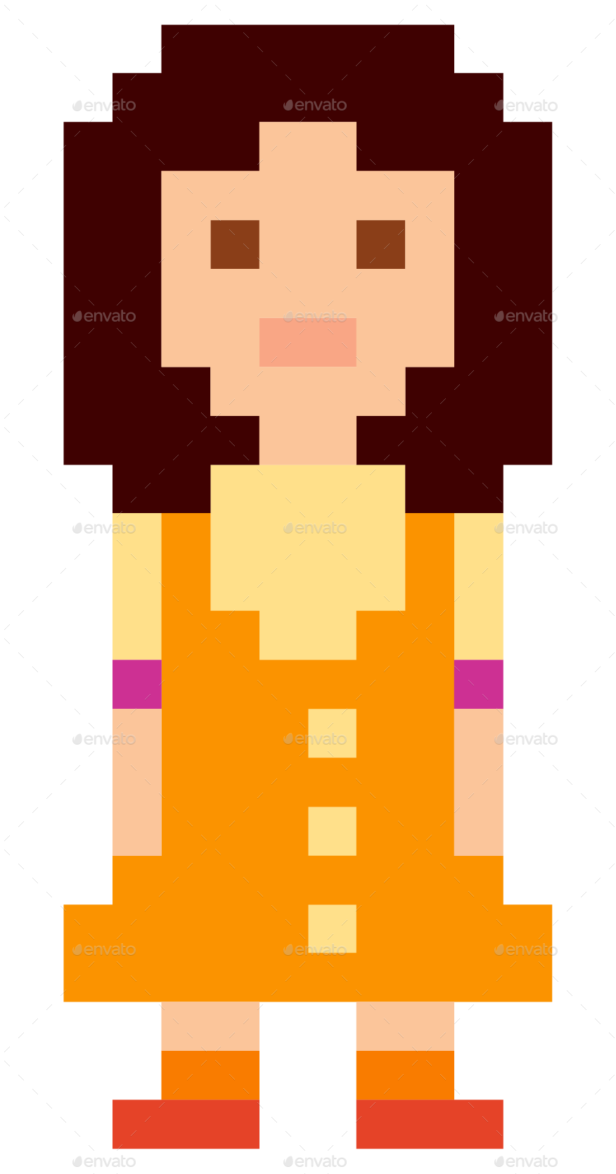 Set of Cute Colorful Male and Female Pixel People, Vectors | GraphicRiver
