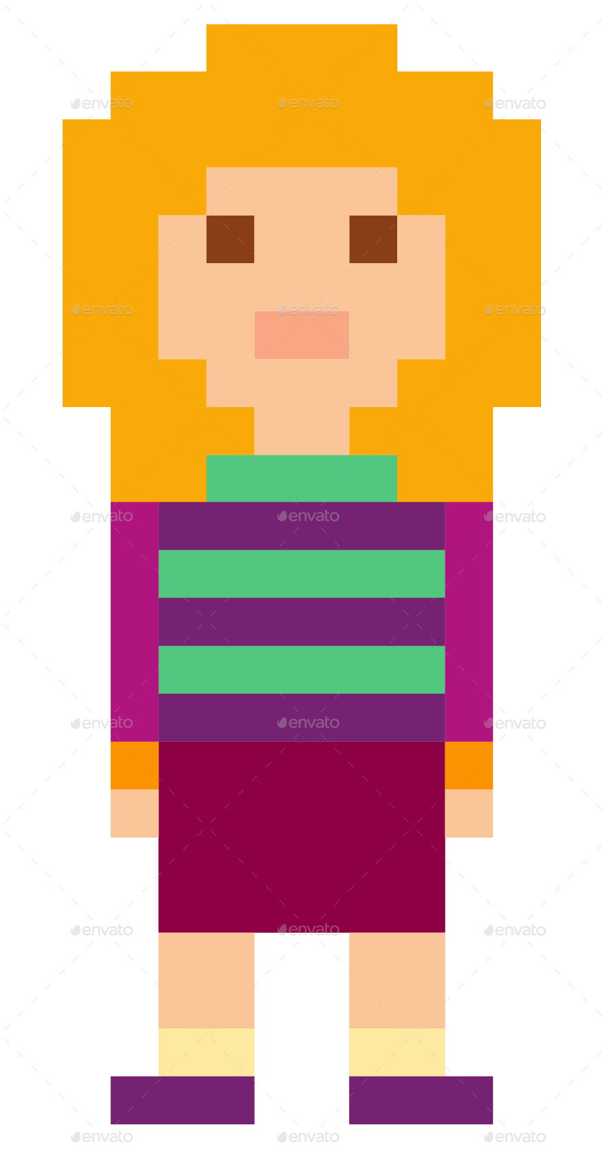 Set of Cute Colorful Male and Female Pixel People, Vectors | GraphicRiver