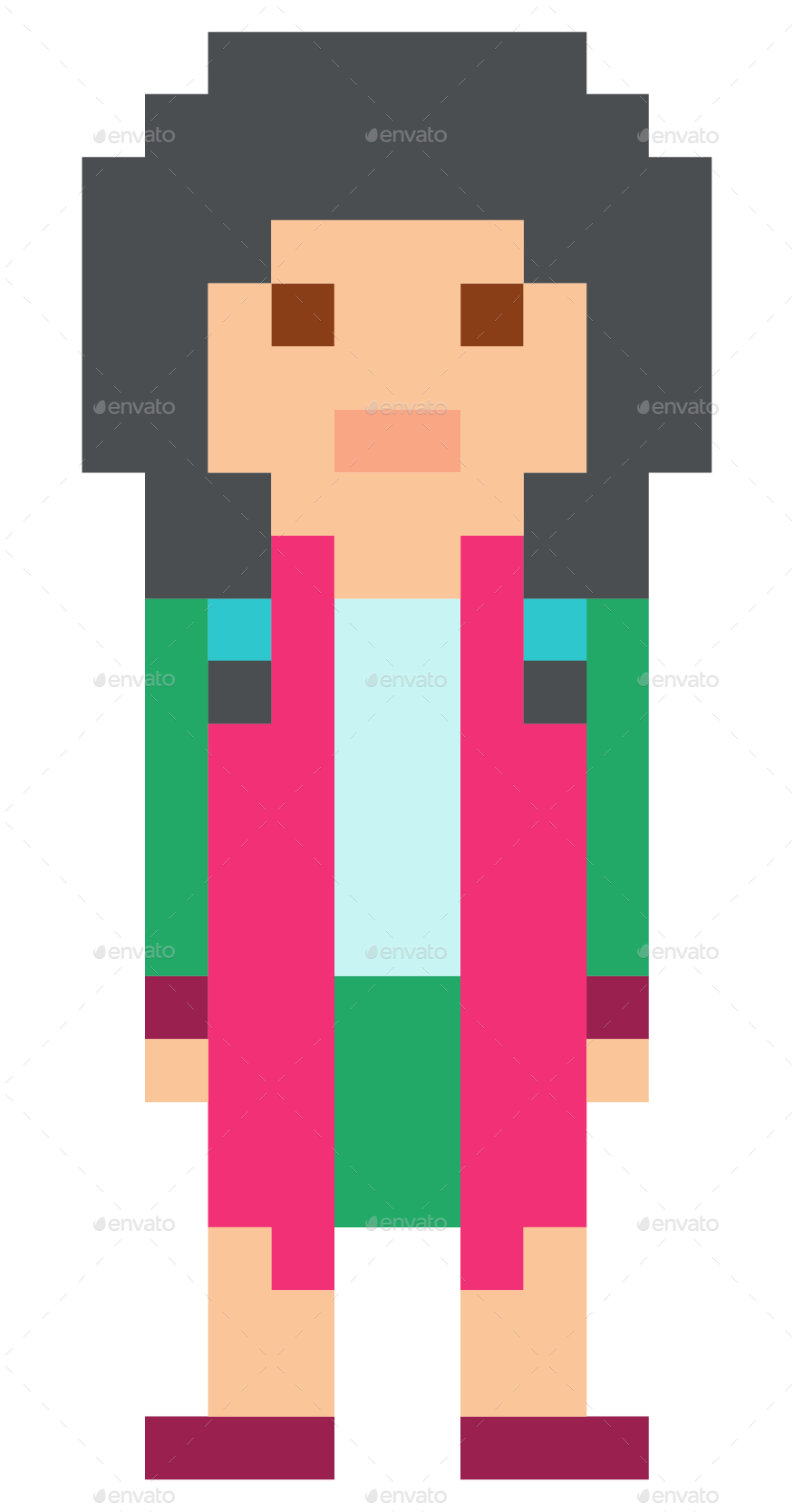 Set of Cute Colorful Male and Female Pixel People, Vectors | GraphicRiver