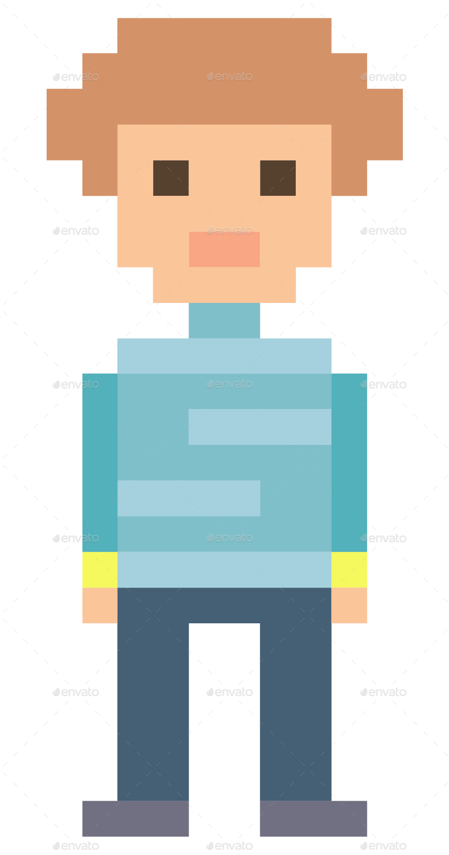 Set of Cute Colorful Male and Female Pixel People, Vectors | GraphicRiver