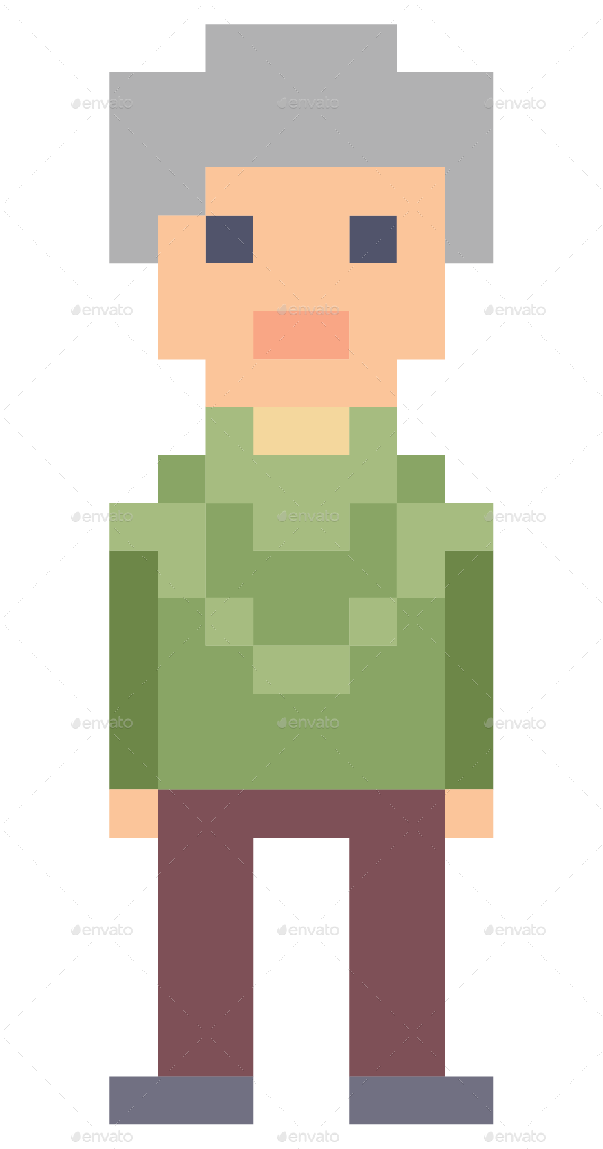 Set of Cute Colorful Male and Female Pixel People, Vectors | GraphicRiver