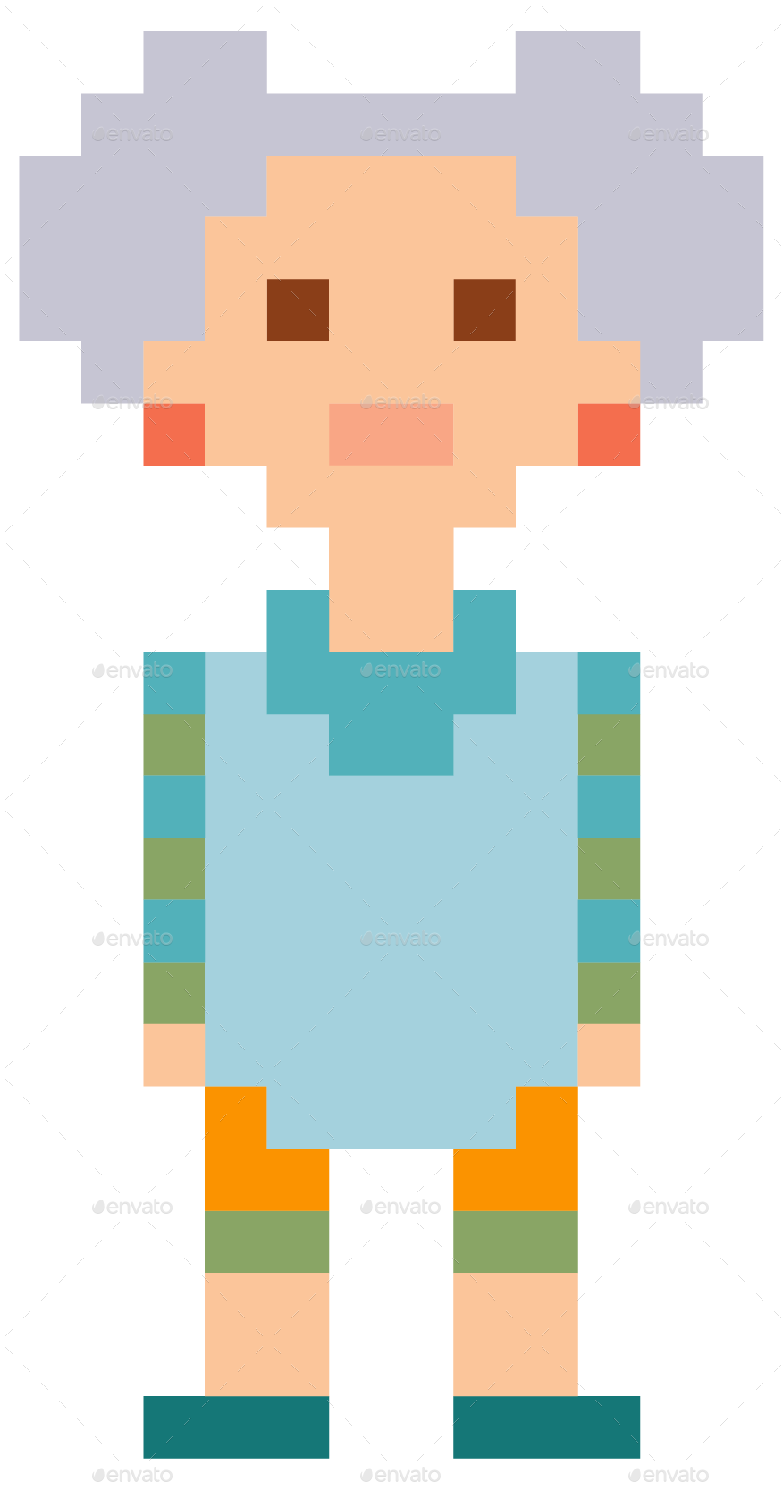 Set of Cute Colorful Male and Female Pixel People, Vectors | GraphicRiver