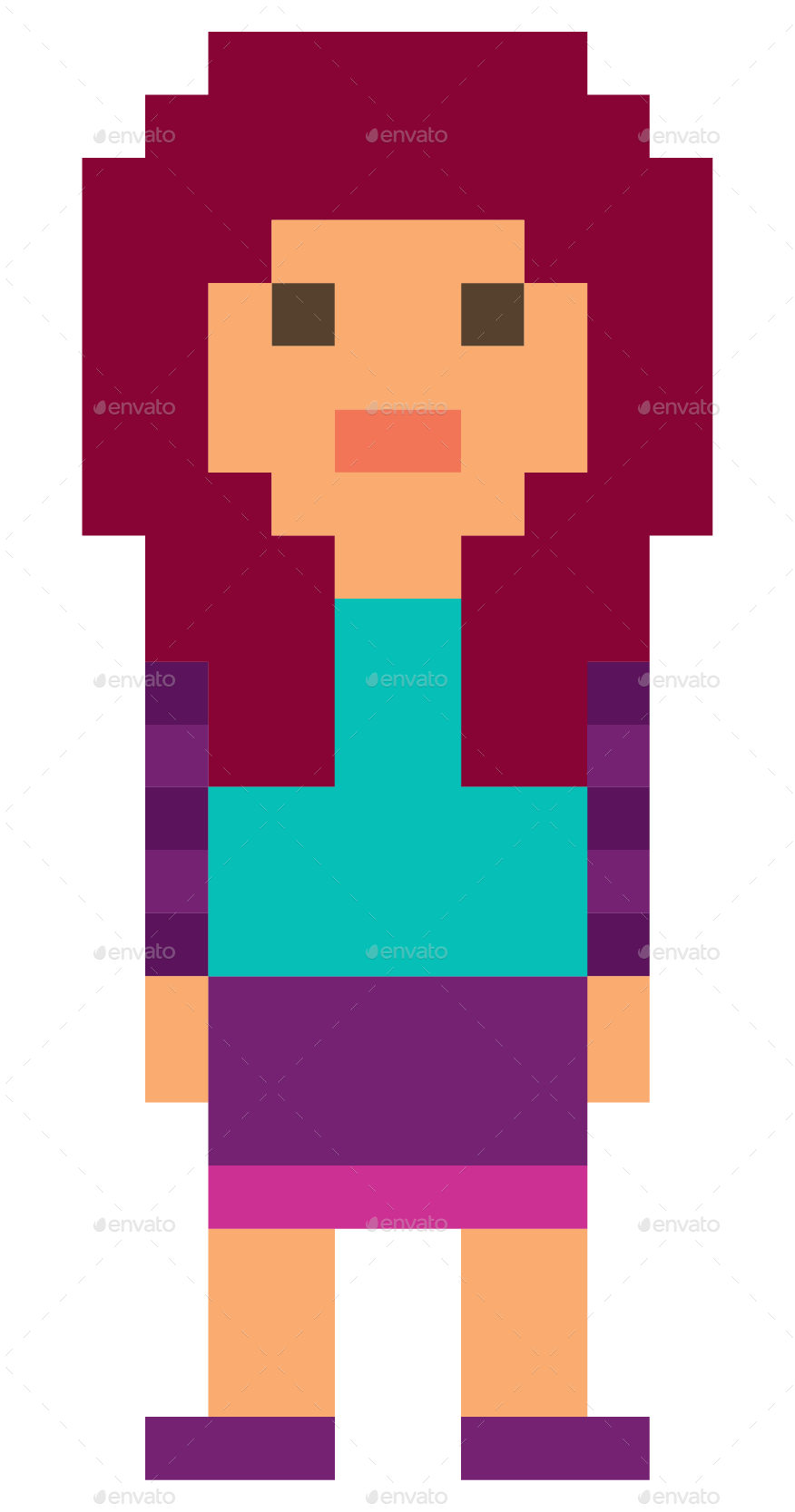 Set of Cute Colorful Male and Female Pixel People, Vectors | GraphicRiver