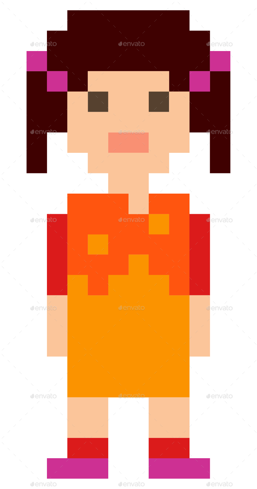 Set of Cute Colorful Male and Female Pixel People, Vectors | GraphicRiver