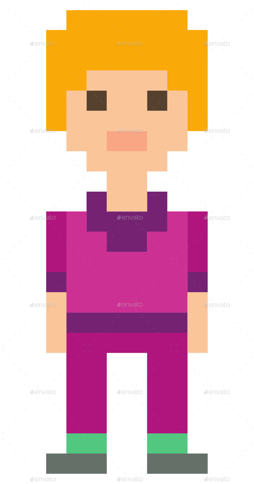 Set of Cute Colorful Male and Female Pixel People, Vectors | GraphicRiver