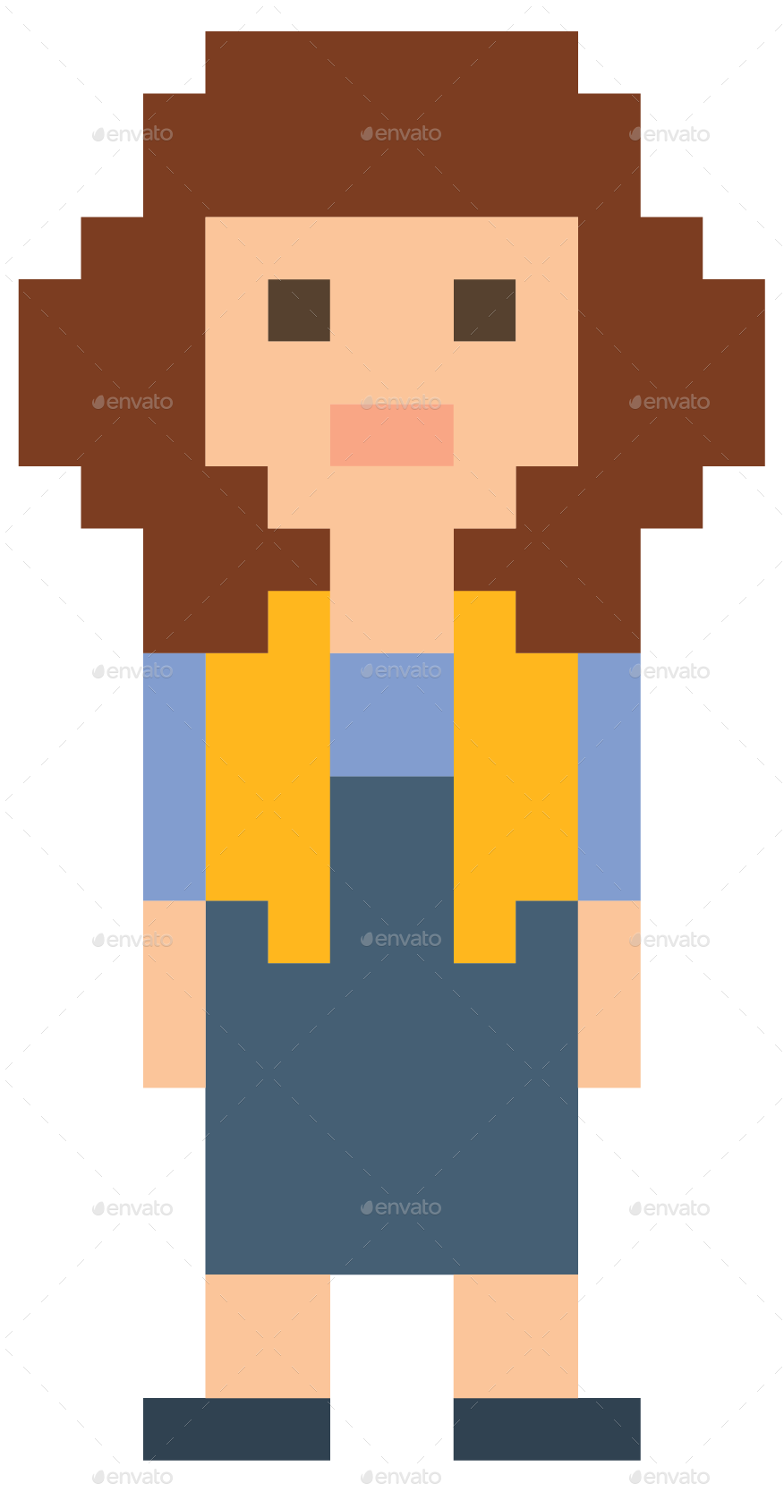 Set of Cute Colorful Male and Female Pixel People, Vectors | GraphicRiver
