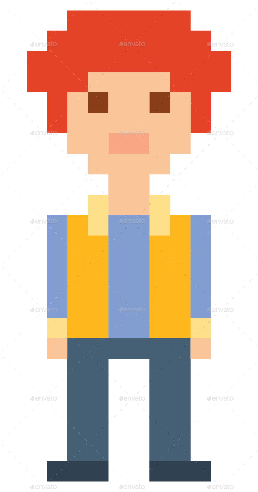 Set of Cute Colorful Male and Female Pixel People, Vectors | GraphicRiver