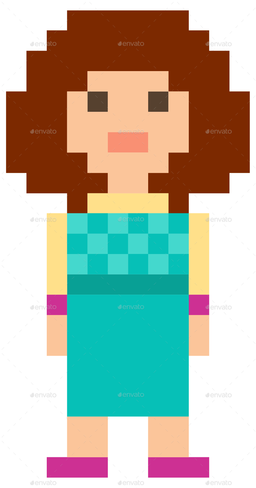 Set of Cute Colorful Male and Female Pixel People, Vectors | GraphicRiver