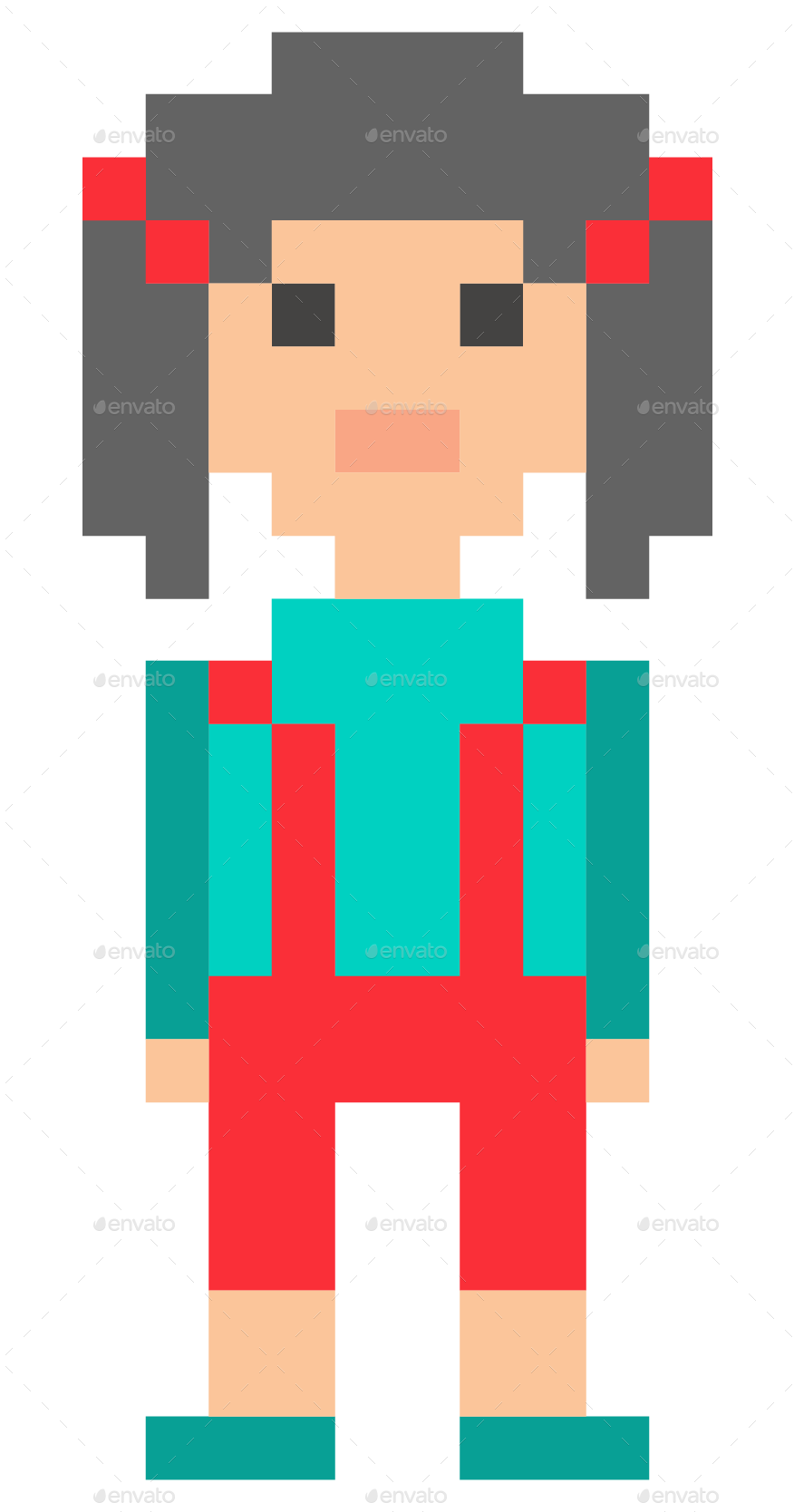 Set of Cute Colorful Male and Female Pixel People, Vectors | GraphicRiver