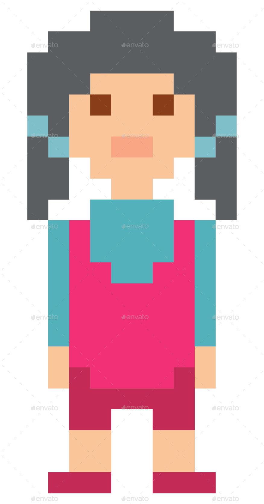 Set of Cute Colorful Male and Female Pixel People, Vectors | GraphicRiver
