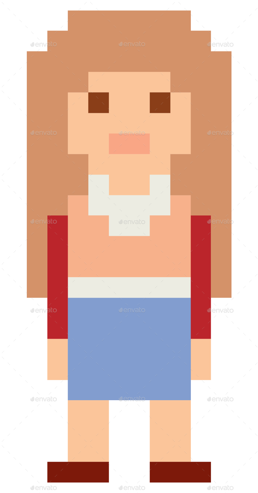 Set of Cute Colorful Male and Female Pixel People, Vectors | GraphicRiver