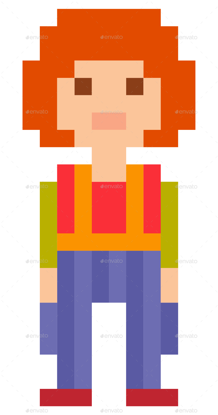 Set of Cute Colorful Male and Female Pixel People, Vectors | GraphicRiver