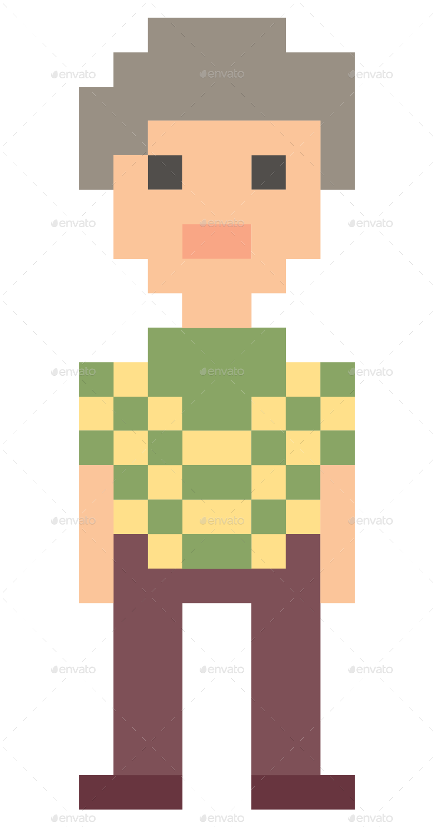 Set of Cute Colorful Male and Female Pixel People, Vectors | GraphicRiver