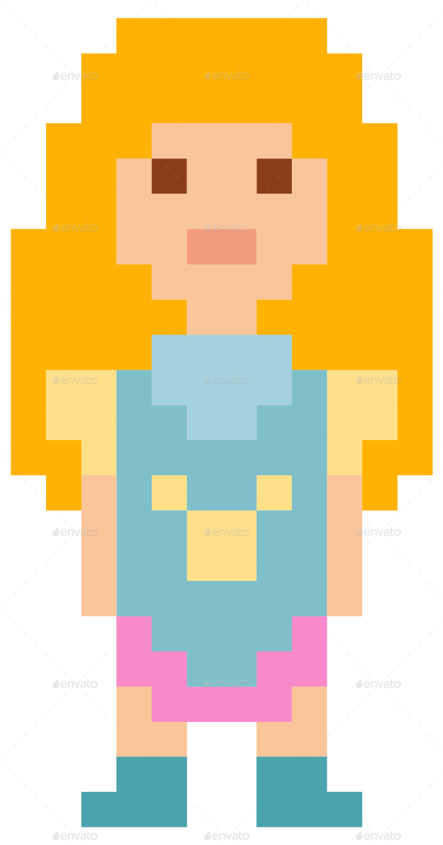 Set of Cute Colorful Male and Female Pixel People, Vectors | GraphicRiver