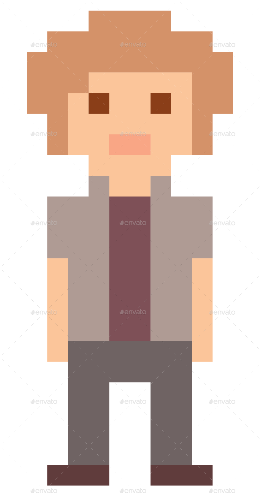 Set of Cute Colorful Male and Female Pixel People, Vectors | GraphicRiver