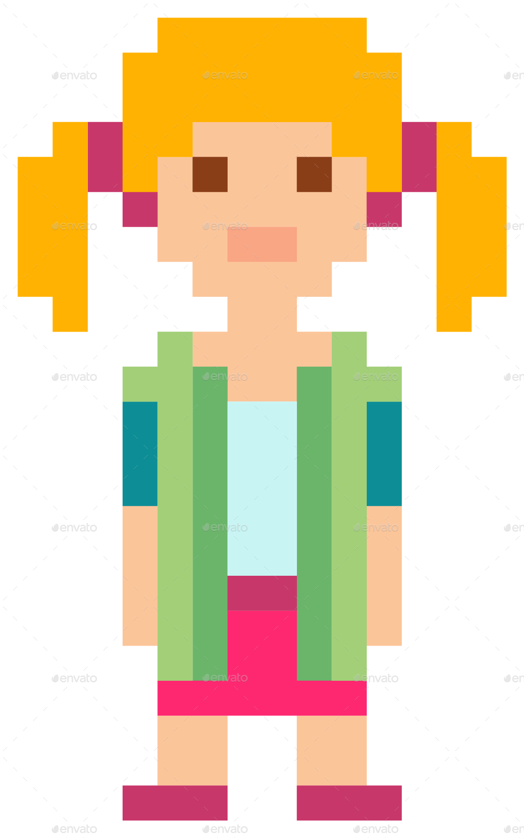 Set of Cute Colorful Male and Female Pixel People, Vectors | GraphicRiver