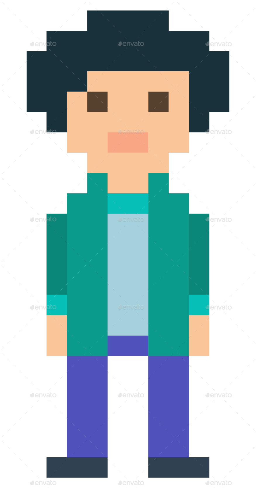 Set of Cute Colorful Male and Female Pixel People, Vectors | GraphicRiver