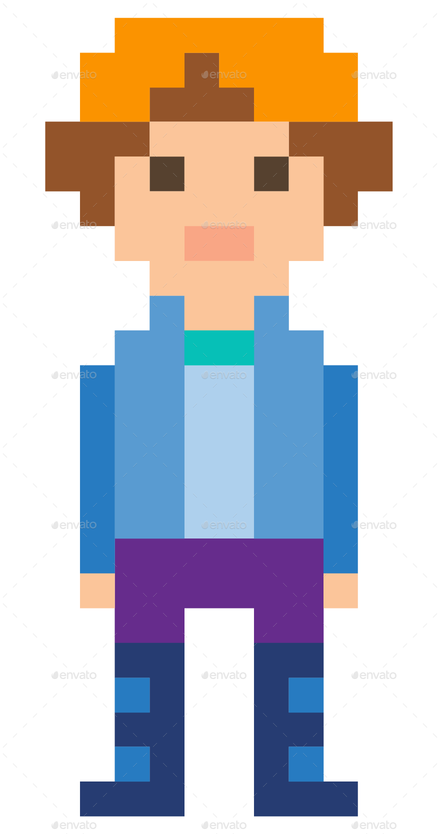 Set of Cute Colorful Male and Female Pixel People, Vectors | GraphicRiver