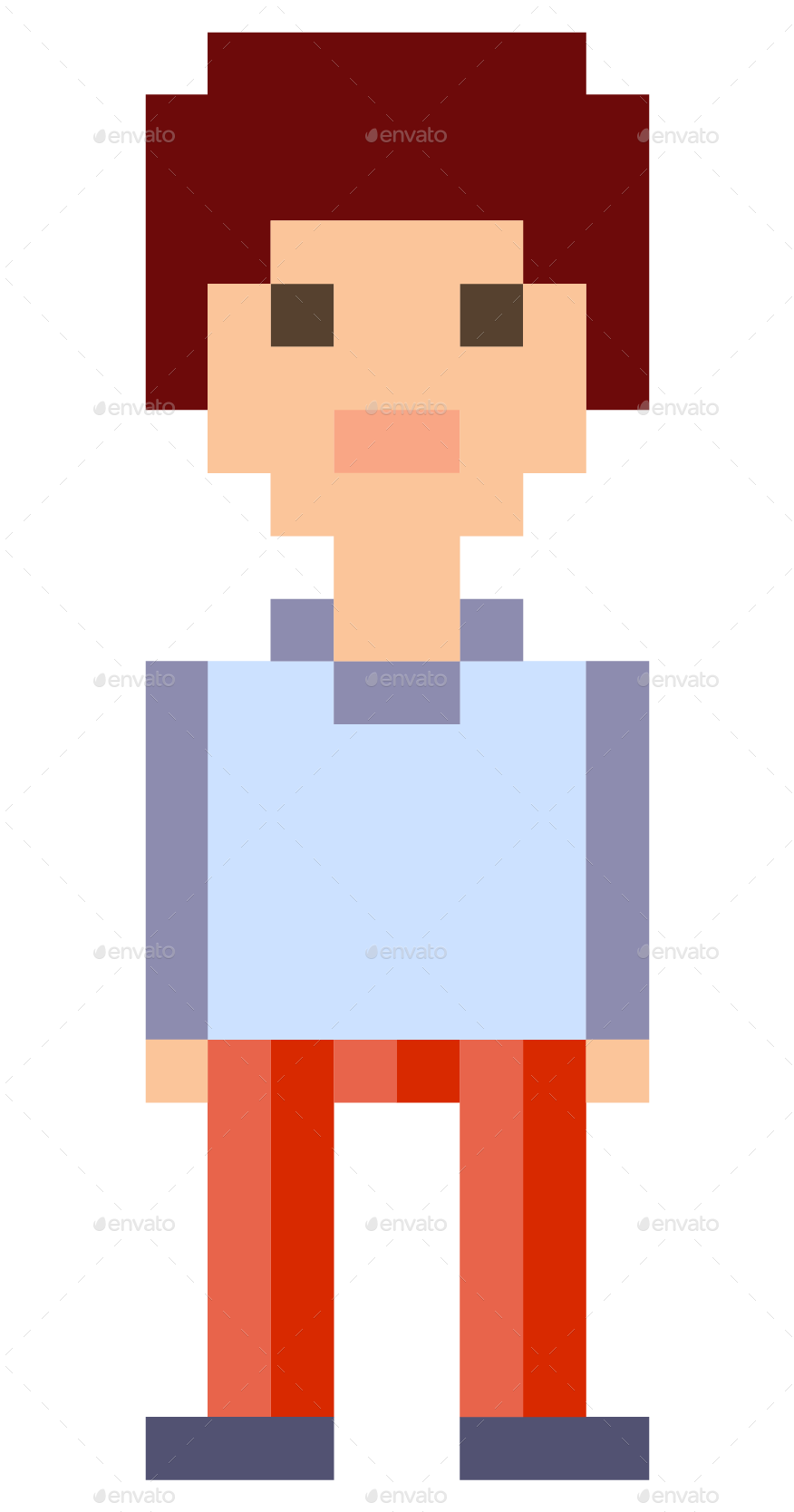 Set of Cute Colorful Male and Female Pixel People, Vectors | GraphicRiver