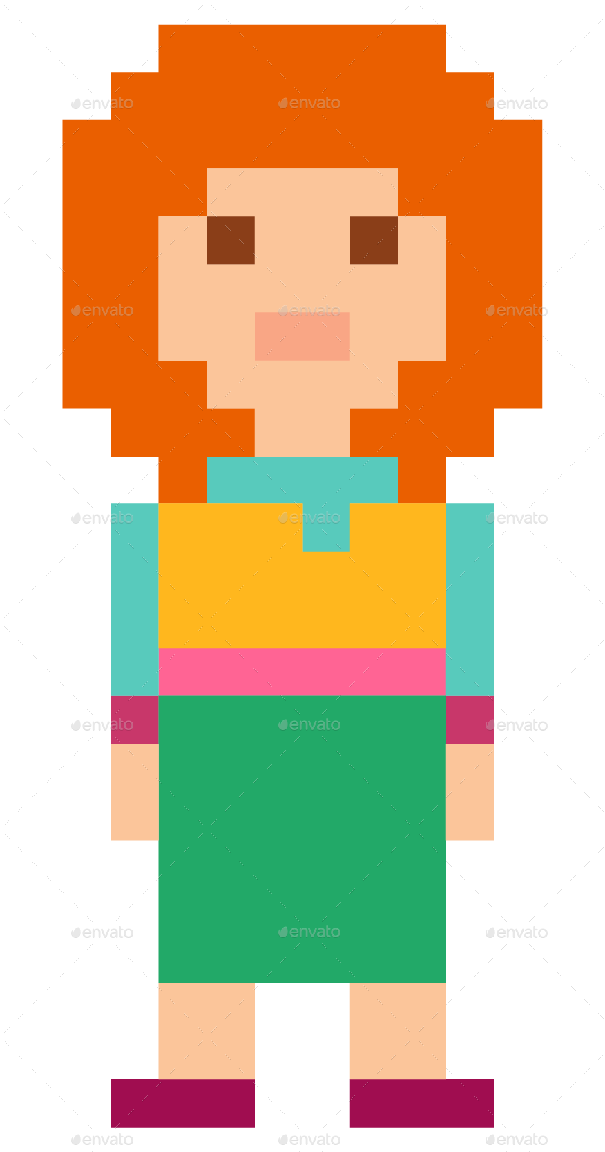 Set of Cute Colorful Male and Female Pixel People, Vectors | GraphicRiver