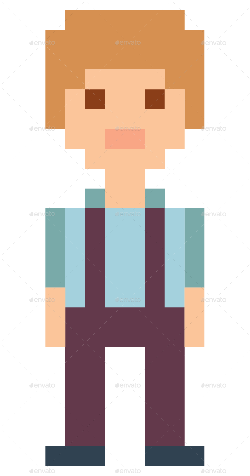 Set of Cute Colorful Male and Female Pixel People, Vectors | GraphicRiver