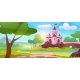 Cartoon Pink Magic Princess Castle on Hill, Vectors | GraphicRiver