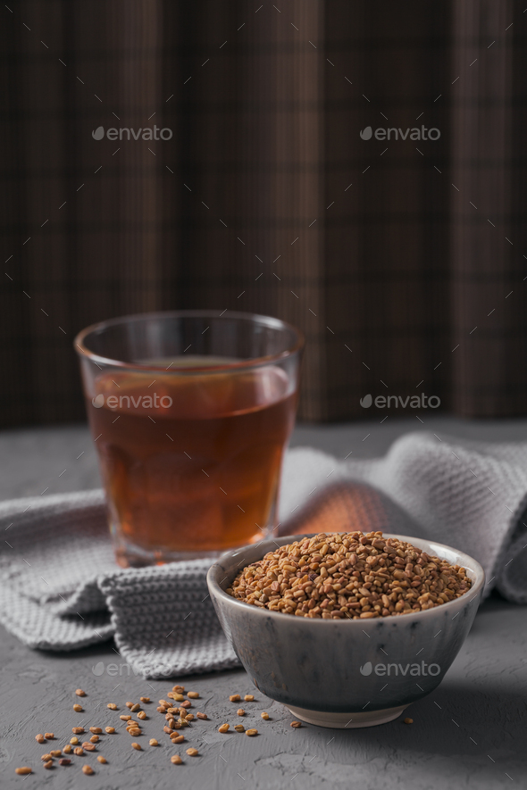 Egyptian fenugreek yellow tea or Methi Dana drink and fenugreek seeds ...