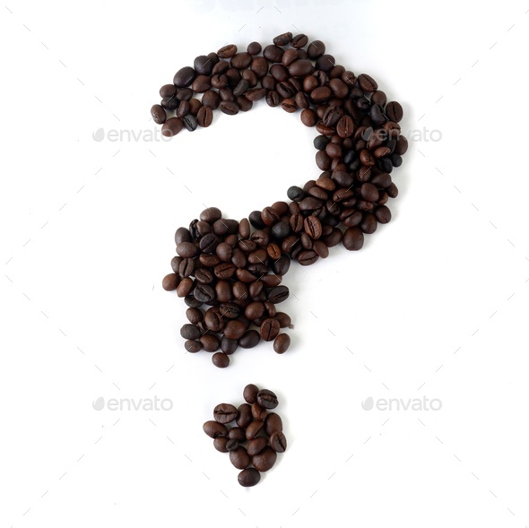 Question mark formed from the arrangement of coffee beans isolated on ...