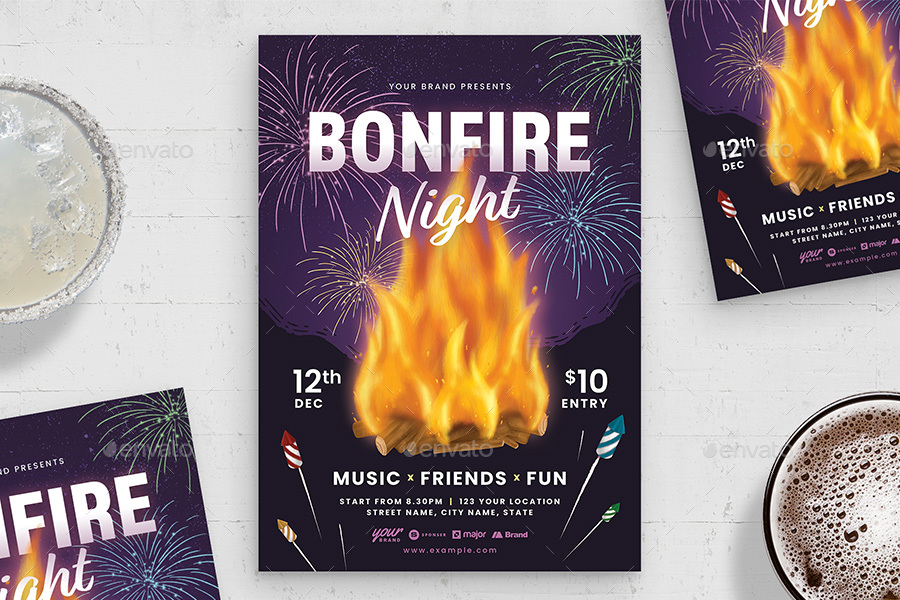 Bonfire Night Flyer Template, Print Templates | GraphicRiver