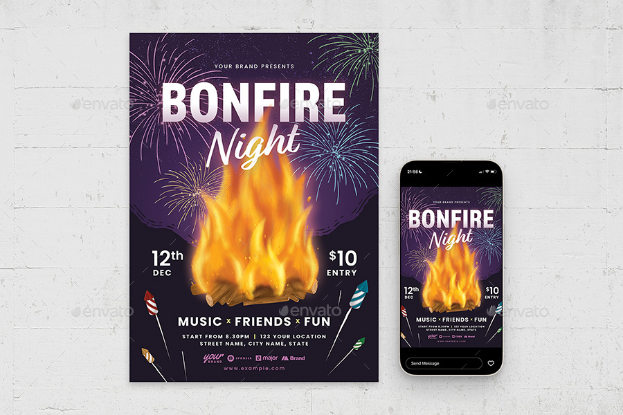 Bonfire Night Flyer Template, Print Templates | GraphicRiver