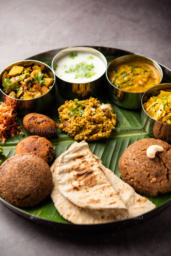 Millet Food thali or platter is an Indian vegetarian age old way of ...