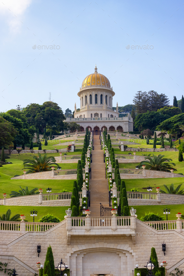 Bahai Gardens in Haifa, Israel. Tourist Attraction Stock Photo by edb3_16