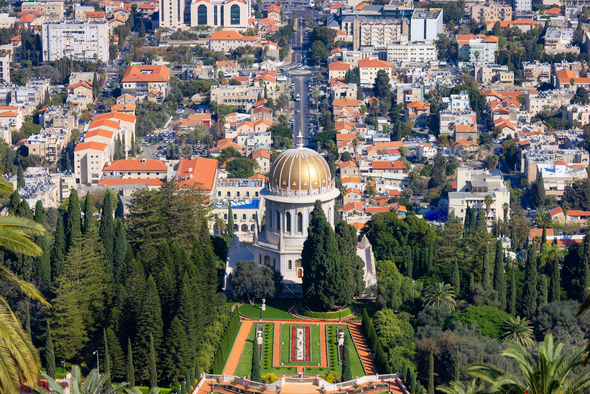 Bahai Gardens in Haifa, Israel. Tourist Attraction Stock Photo by edb3_16