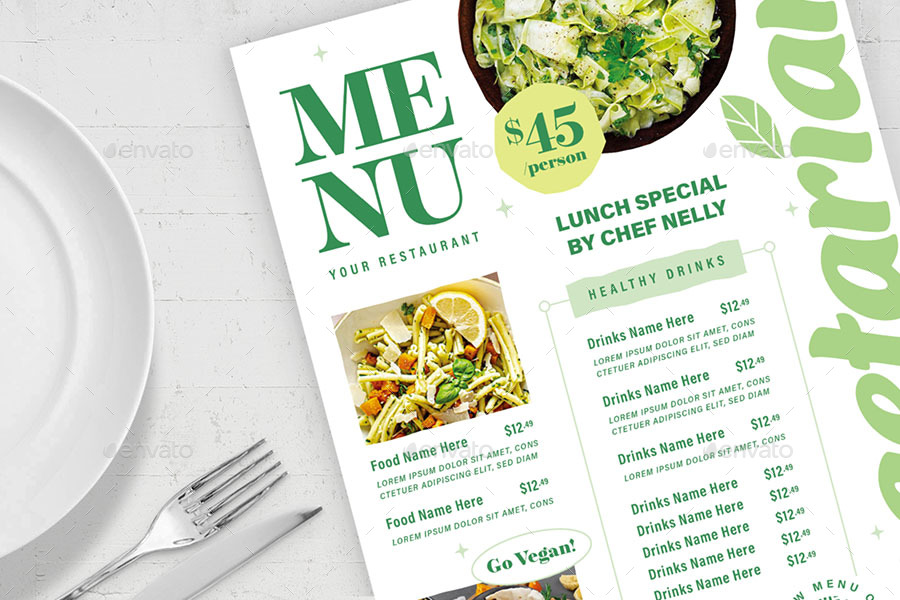 Vegan / Vegetarian Menu Template by BrandPacks | GraphicRiver