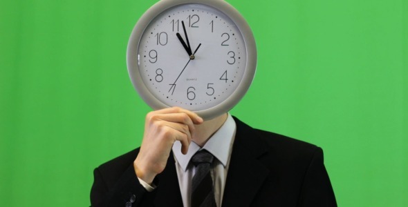 Business Man With Clock In Front Of His Face - 1, Stock Footage | VideoHive